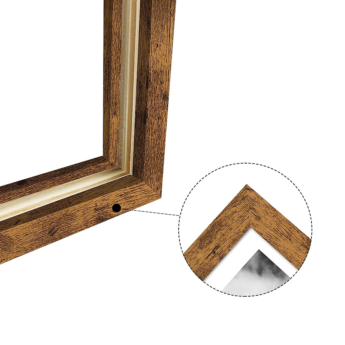 IkaLede 12x16 Rustic Frames Display Pictures 11x14 with Mat or 12x16 without Mat Wooden Farmhouse Distressed Photo Frames for Artwork Wall Mounting - Gold Brown