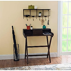 Linon Cade Wood Folding Desk in Antique Walnut Brown