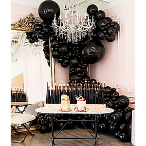 Oopat Matte Black Balloon Garland Arch Kit For Birthday Graduation Anniversary Halloween New Year Masculine Party Decoration (Black)