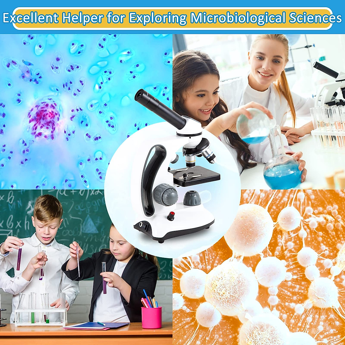 Crspexil 40X-2000X Microscopes for Kids Students Adults, with Microscope Prepared Slides 30p, Microscope Accessories, Phone Adapter, Microscopes for School Laboratory Home Education