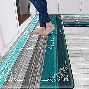 Sofort Kitchen Mat Farmhouse Cushioned Anti Fatigue Kitchen Rugs 2 Pieces Non Slip Waterproof Kitchen Mats for Floor, Rustic Wooden Comfort Standing Mats for Kitchen, Office, Sink, Laundry