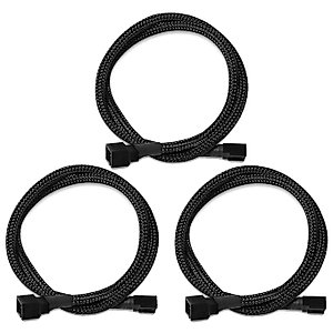 TeamProfitcom 4 Pin PWM Fan Extension Cable PC Fan Power Braided Sleeved Extension Cable Adapter Case 4-Pin Cooling Fans Cable 24 inches (3 Pack)