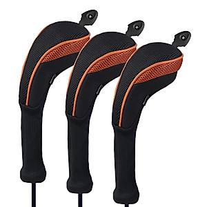 Andux 2 Pack Long Neck Golf Hybrid Club Head Covers Dial No. Tag CTMT-01 Black/Orange