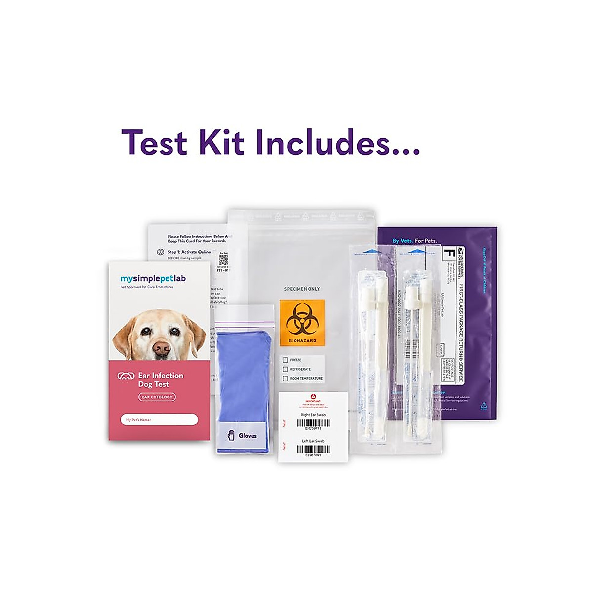 MySimplePetLab Dogs Ear Infection Test Kit | Fast and Accurate Detection of Yeast and Other Ear Irritations| Reliable Mail-in Dog Ear Care Test for Smelly, Itchy, or Sore Ears