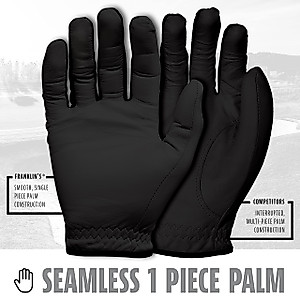 Franklin Sports Golf Glove - Pro Golf Gloves - Premium Leather Golfing Glove - Maximum Grip - Black - Left Hand Glove - Adult Medium