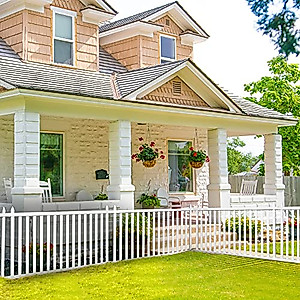 Elevens 30"H x 60"W Garden Fence Outdoor Fence Panel, Decorative Vinyl Picket Fence No Dig Fence,Fencing for Yard Patio (White-1 Panel）