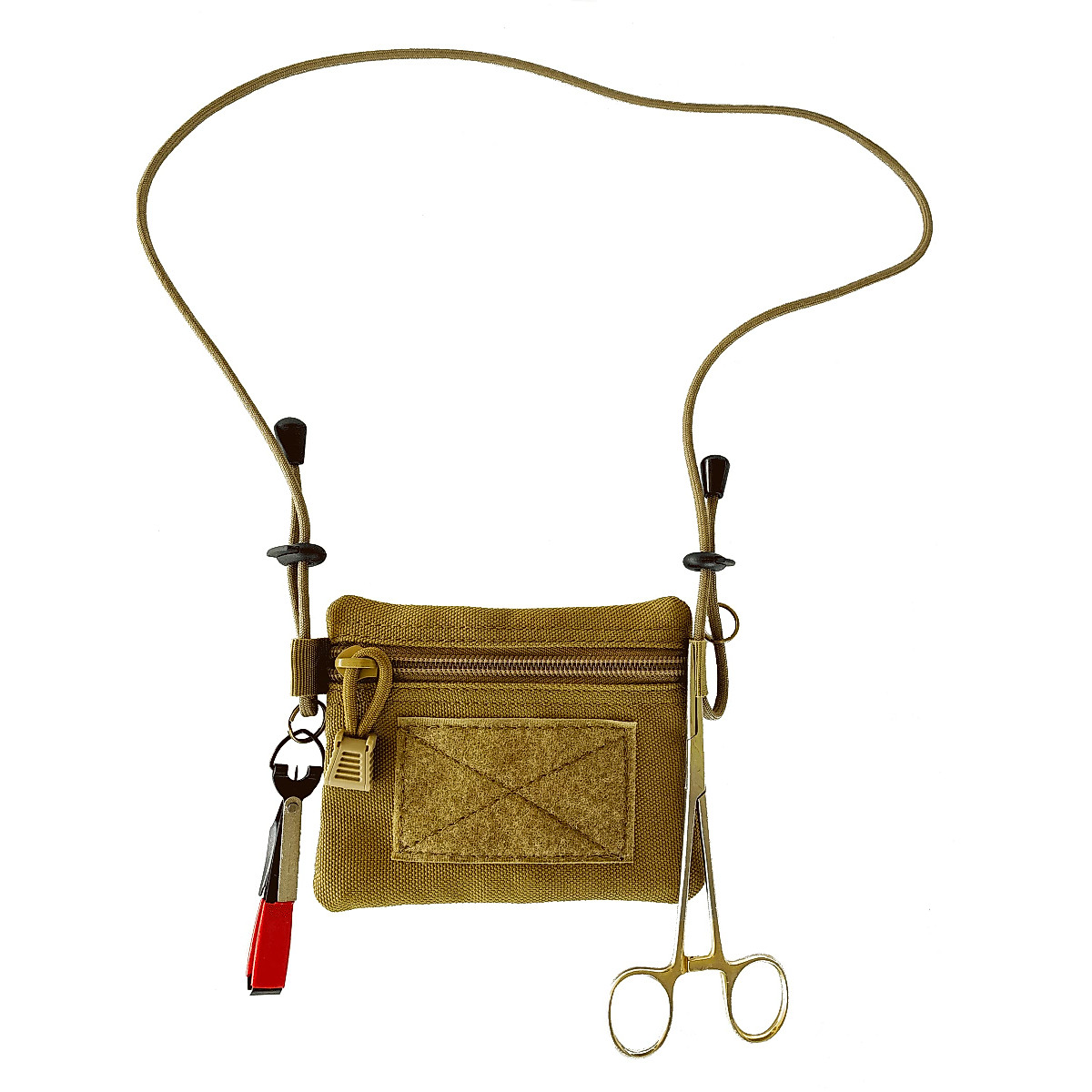 River Canyon - Pouch Lanyard with Nippers - This Fly Fishing Lanyard has a Water-Resistant Zipper Pouch, Nippers are Also Included. There is a Loop to Hang Your hemostat. Two More Rings to Hang Tools