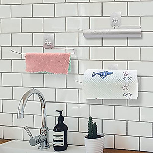 Diesisa Paper Towel Holder Under Cabinet, Adhesive Paper Towel Holder for Kitchen Paper Towel Rack & for Plastic Food Wrap, 11 inch Kitchen Roll Holder Under Cabinet - 3 Pack