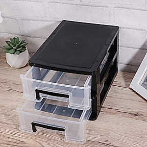 DECHOUS Plastic Storage Drawers, 2 Drawer Storage Small Plastic Drawers Plastic Storage Bins with Drawers Storage Organizer Plastic Drawers for Document Cosmetic Miscellaneous Storage Cabinet