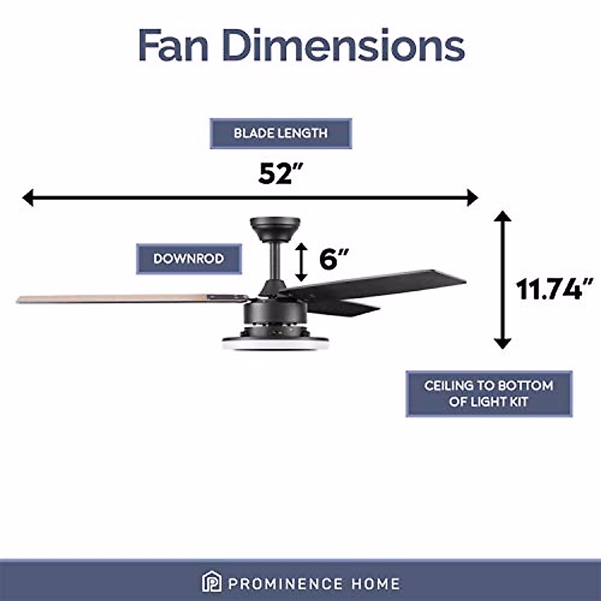 Prominence Home 51461-01 Orbis Ceiling Fan, 52, Matte Black