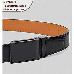 BULLIANT Men's Belt,Brand Ratchet Belt Of Genuine Leather For Gift Men Dress,Size Customized(Black,36"-42" Waist Adjustable)