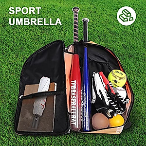 LEAGERA Baseball Umbrella Oversized - Diameter 40.5inch, Automatic Open Close, Portable & Collapsible Travel Sports Umbrella by Ballpark Elite, Perfect Baseball Umbrella Mom Gift for Women