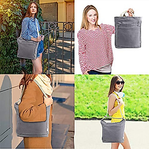 Large Canvas Tote Casual Work Shoulder Bag Daily Cross-body Hobo Handbags with Detachable Shoulder Strap (LIGHT GREY)