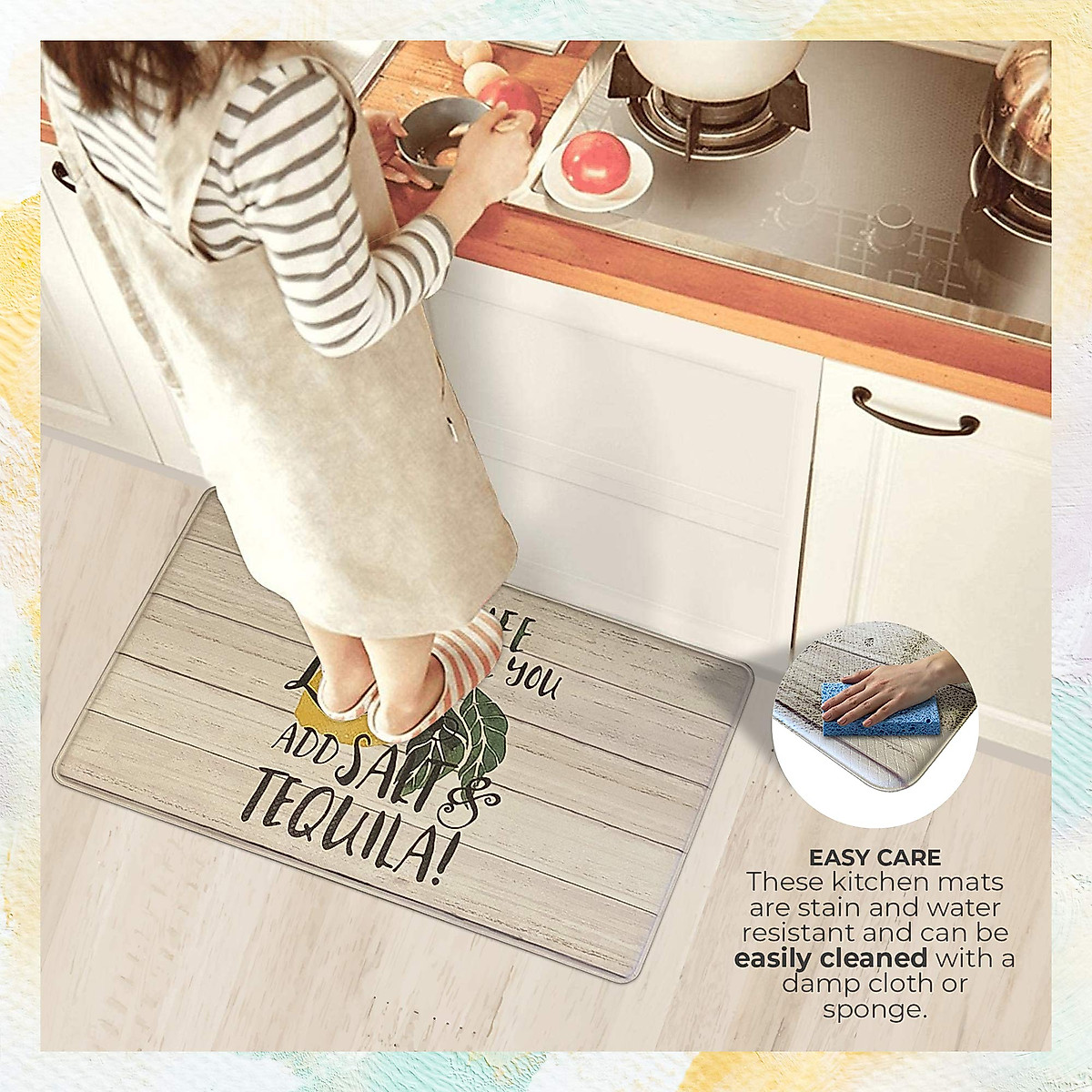 Generic JCB Home Anti-Fatigue Lemon Kitchen Mat. Memory Foam Kitchen Mat with Non-Slip Surface. Farmhouse Tequila Lemon Kitchen Rug. 18 inch x 30 inch