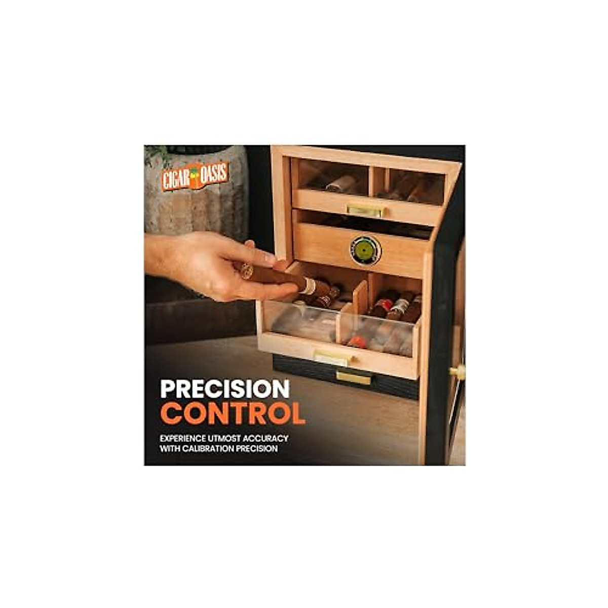 Oasis Digital/Analog Look Hygrometer and Humidity Sensor - High Precision Temperature and Humidity Monitor with Reliable Accuracy, Ideal for Care and Maintenance of Various Storage Environments