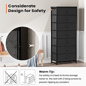 Products Tall Dresser, 7-Drawer Fabirc Storage Tower, Chests of Drawers - Vertical Organizer Unit for Bedroom, Hallway, Nursery, Closets - Steel Frame, Wood Top & Handles, Black