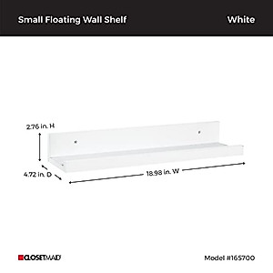 ClosetMaid 1657 Floating Wall Shelf, White, 19-Inch