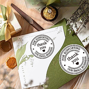 1.5" Round Thank You Stickers - Printed Thank You for Supporting Our Small Business Stickers with Hearts - 500 Thank You Labels Per Roll