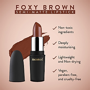 Mented Cosmetics Nude Lipstick for Women, Semi-Matte Long-Lasting Lip Stick, Moisturizing Vegan, Paraben & Cruelty-Free, Enhances All Complexions, Perfect for Everyday Makeup, Foxy Brown