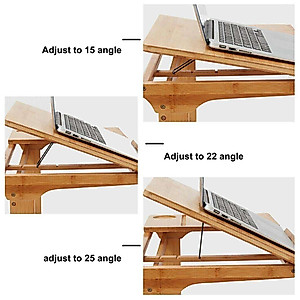 VBSQ Bamboo Laptop Desk Table End Side Table Angle Adjustments Top Tray Home Office Mikalo Home Office Office Furniture Standing Desk Computer Desk Stand up Desk Gaming Desk Standing Desk Office