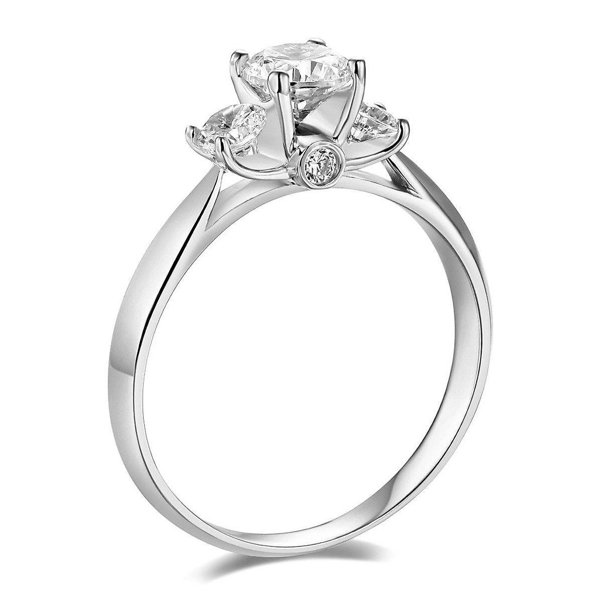 The World Jewelry Center .925 Sterling Silver Rhodium Plated Wedding Engagement Ring - Size 8