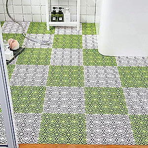 10Pcs Interlocking Floor Mat, 11.8In Rubber Floor Tiles Soft PVC Non-Slip Tile Drainage Modular Floor Mat Pool Patio Floor for Drain Pool Kitchen Deck Patio Boat Snowflake Shape (B)