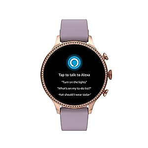 Fossil Unisex Gen 6 42mm Stainless Steel and Silicone Touchscreen Smart Watch,Fitness Tracker, Color: Rose Gold, Purple (Model: FTW6080V)