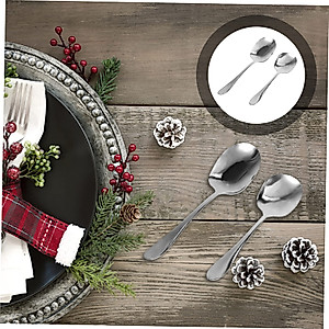 Luxshiny 2pcs Stainless Steel Kitchen Utensil Set Espresso Coffee Stirrer Espresso Spoon Buffet Serving Set Stainless Serving Spoon Big Rice Spoon Salad Spoon Western Food Serving Spoon Mix