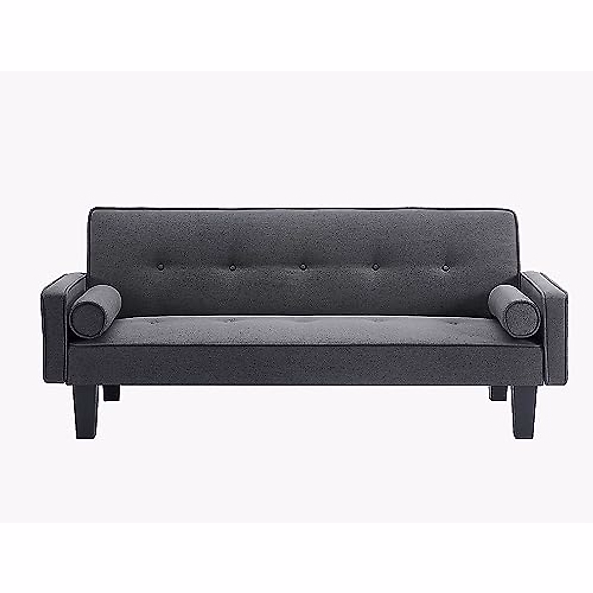 FULife 72" Convertible Loveseat Sofa Bed Sleeper Daybed,Modern Upholstered Folding Recliner,Small Futon Sofá,2 Seaters Couches with Two Pillows for Living Room/Office/Aparment/Place, Dark Grey Fabric