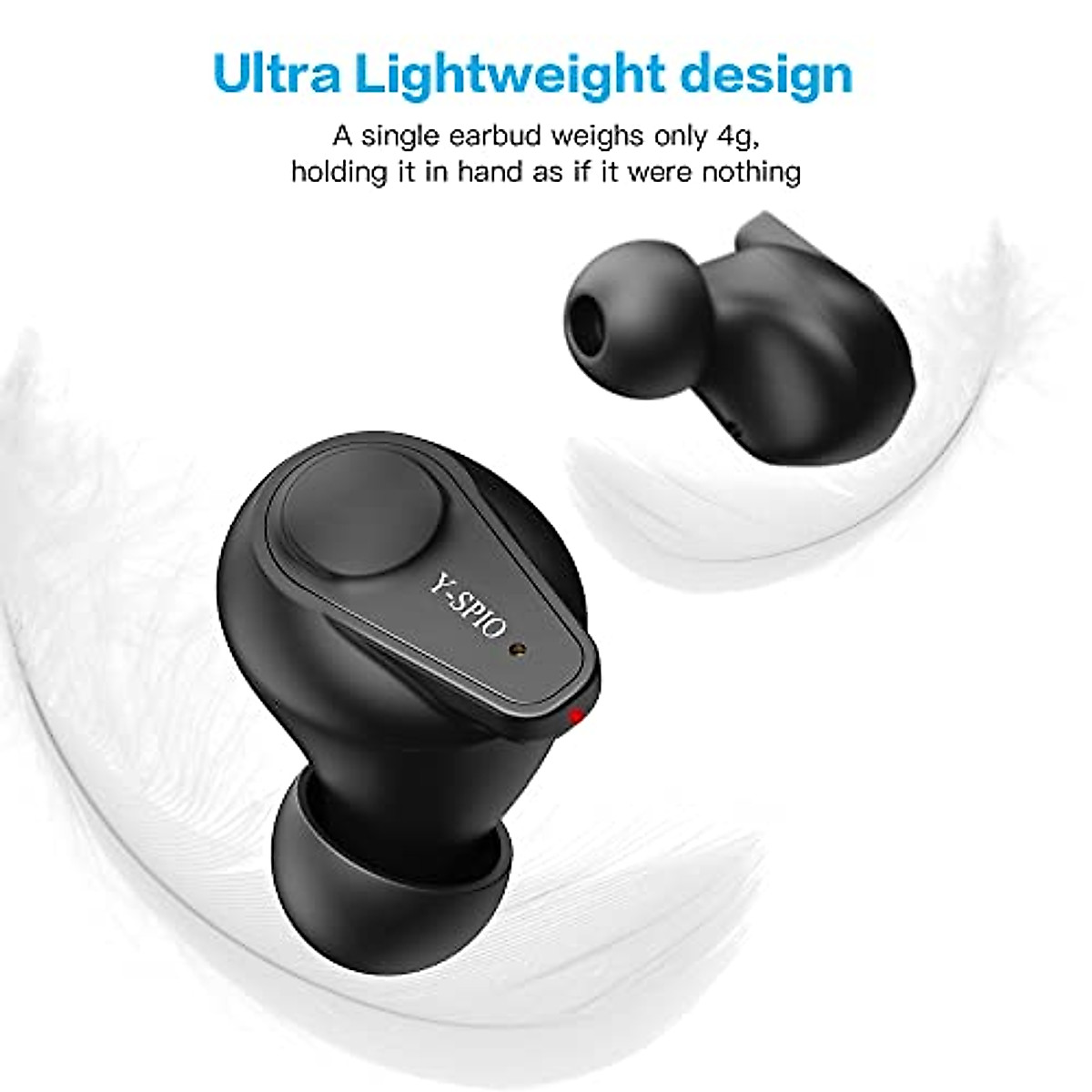 Y-SPIO Wireless Earbuds, Bluetooth 5.2 Earphones with HD Mic, Touch Control Wireless Bluetooth Headphones, in-Ear HiFi Stereo Wireless Headphones, Super Light Bluetooth Earbuds for iOS Android Phone