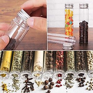 Haawooky 18 Pack 115 ml Clear Plastic Test Tubes with Screw Caps Flat-Bottomed Bath Salt Containers,Candy Containers for Wedding Party Christmas Décor
