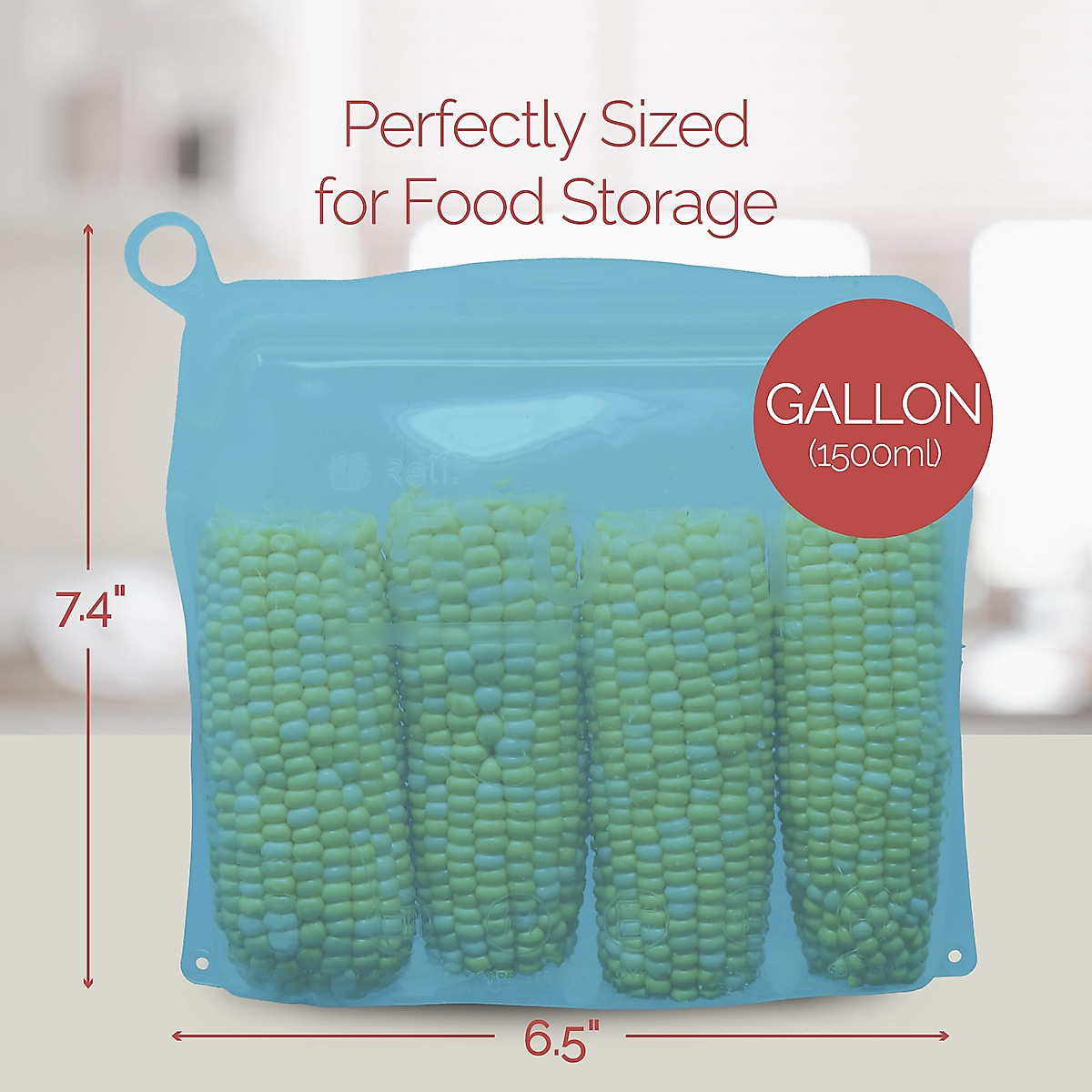 Reli. Reusable Silicone Bag (1 Pack) | Gallon (1500 ml), Aqua | Silicone Freezer Bags for Food Storage | Reusable Food Storage for Meal Prep | Dishwasher/Freezer Safe