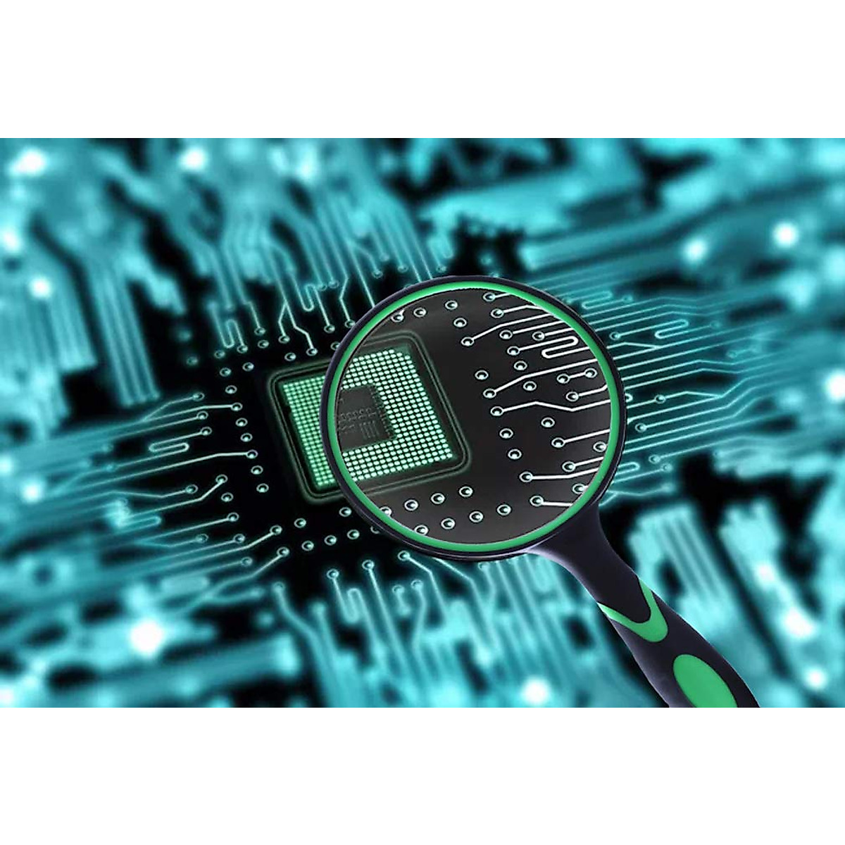 TANCH 5X Magnifying Glass Handheld Magnifier with Large 100mm Magnifying Glass Lens and Non-Slip Rubber Handle for Senior and Kids (1PC Green)