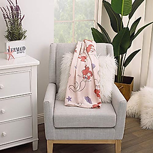 Disney The Little Mermaid Super Soft Ariel Starfish Seashell French Fiber Baby Blanket, Pink, Purple, Red