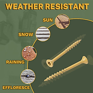 LIONMAX Deck Screws 2-1/2 Inch, Wood Screws #9 x 2-1/2", 120 PCS, Rust Resistant, Exterior Epoxy Coated, Outdoor Decking Screws, Torx/Star Drive Head Deck Screw, T25 Star Bit Included, Tan