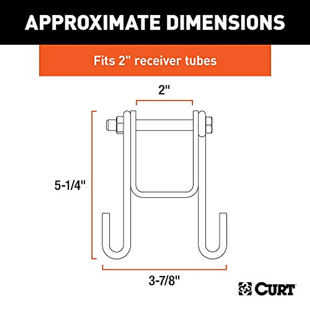 CURT 45806 Trailer Safety Chain Holder Bracket for 2-inch Shank, Bolt-On Steel Hanger Hooks