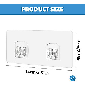 5Pcs Transparent Shower Shelf Adhesive Replacement, No Drilling for Caddy Bathroom Shelf Basket and Kitchen Racks of Waterproof Adhesive Shower Hooks Compatible with YASONIC YS-K403 (5.51x2.36in)