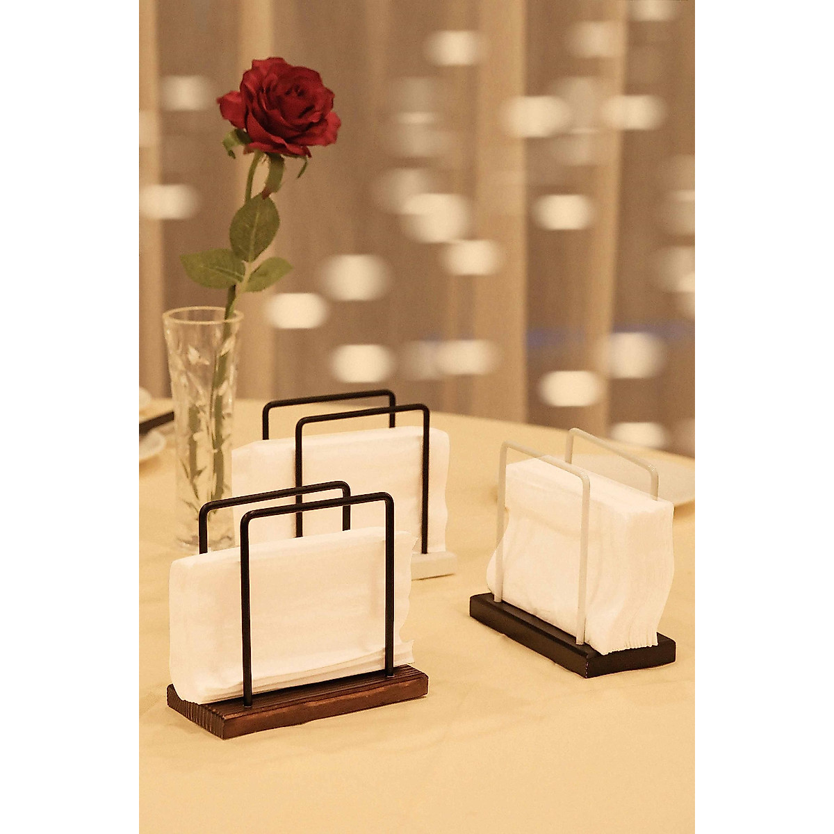 WWW-WOODART Napkin Holder for Table Napkin Holders for Kitchen Napkin Holder Wooden Napkin Holder for Table Rustic Napkin Holder Napkin Holder Standing Brown Napkin Holder Farmhouse Napkin Holder