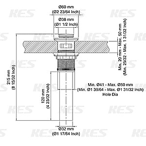 KES Bathroom Sink Drain with Overflow Vessel Sink Lavatory Vanity Pop Up Drain Stopper Polished Chrome Finish, S2007A-CH