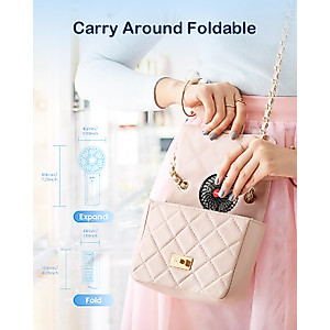 Small Portable Fan Handheld and Rechargeable: Pink Mini Hand Fans 4 Speeds Adjustable Cool Air Wind Multi angle Folding Battery Operated USB Powered Quiet Personal Fans for Women Travel Outdoor Home