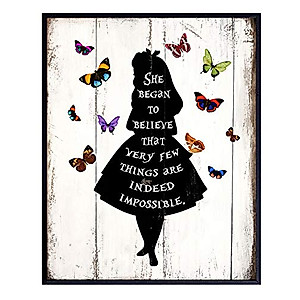 Rustic Home Decor, Alice Wonderland - 8x10 Photo - Shabby Chic Butterfly Wall Decor for Bedroom, Kids, Baby or Girls Room, Nursery Decor - Vintage Farmhouse Wall Art, Motivational Gift for Women