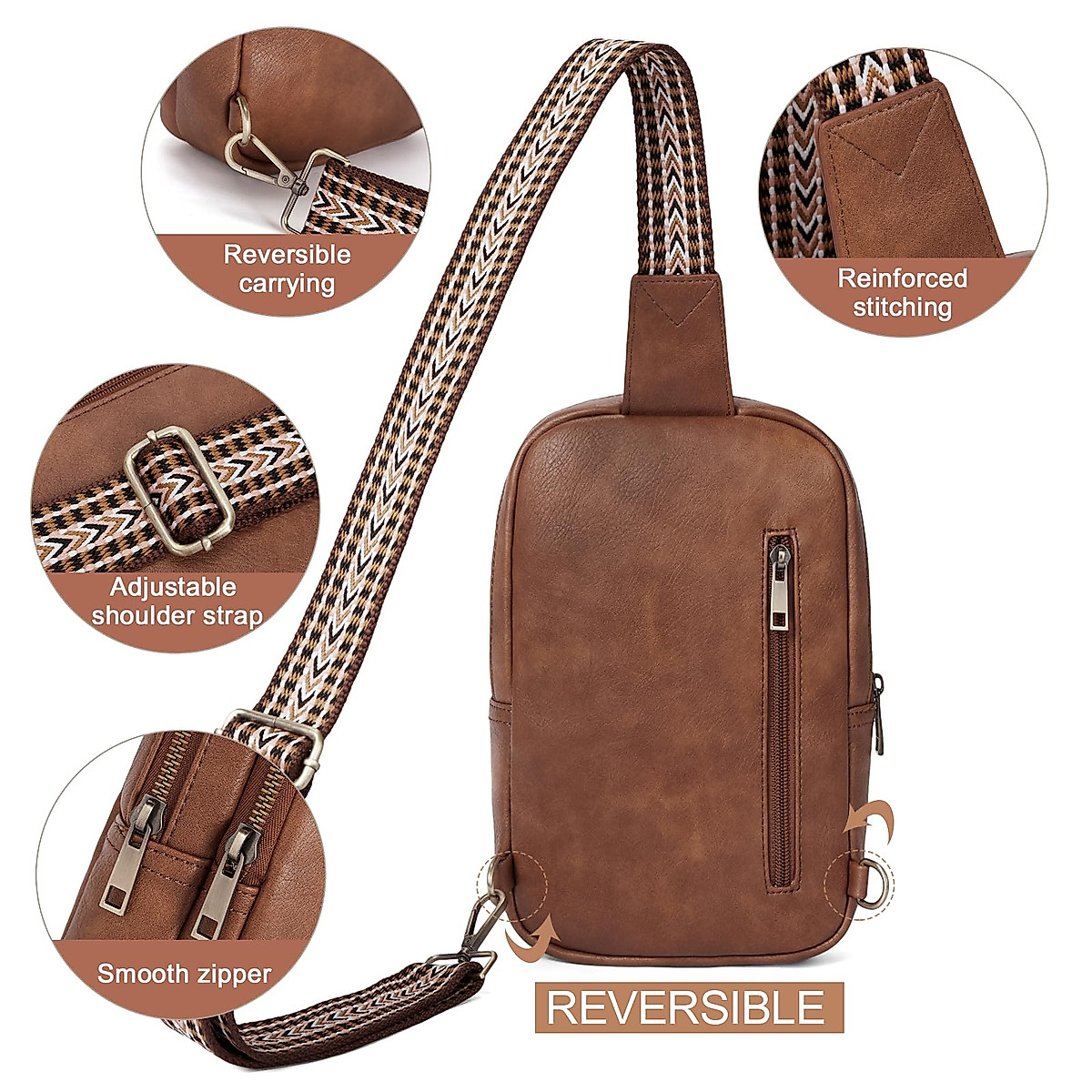 CLUCI Sling Bag for Women Crossbody Bags for Women Leather Cross Body Bag for Woman Sling Backpack Crossbody Backpack Chest Bag for Travel