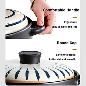 MYYINGBIN 1.5Liter Moroccan Tagine Pot Clay High Temperature Resistance Anti-Scalding Handle Slow Cooker Smooth Glazed Surface, A