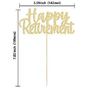 Gyufise Gold Glitter Happy Retirement Cake Topper Retirement Cake Decoration Picks for Retired Party Cake Decoration Party Supplies 1 Pack