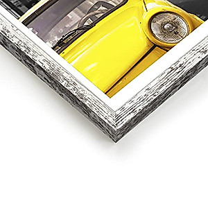 Emeyart 12x16 Rustic Picture Frames Solid Wood Display Pictures 11x14 Photos with Mat or 12x16 without Mat, Farmhouse Distressed White Wooden Picture Frame Wall Art for Wall Mounting