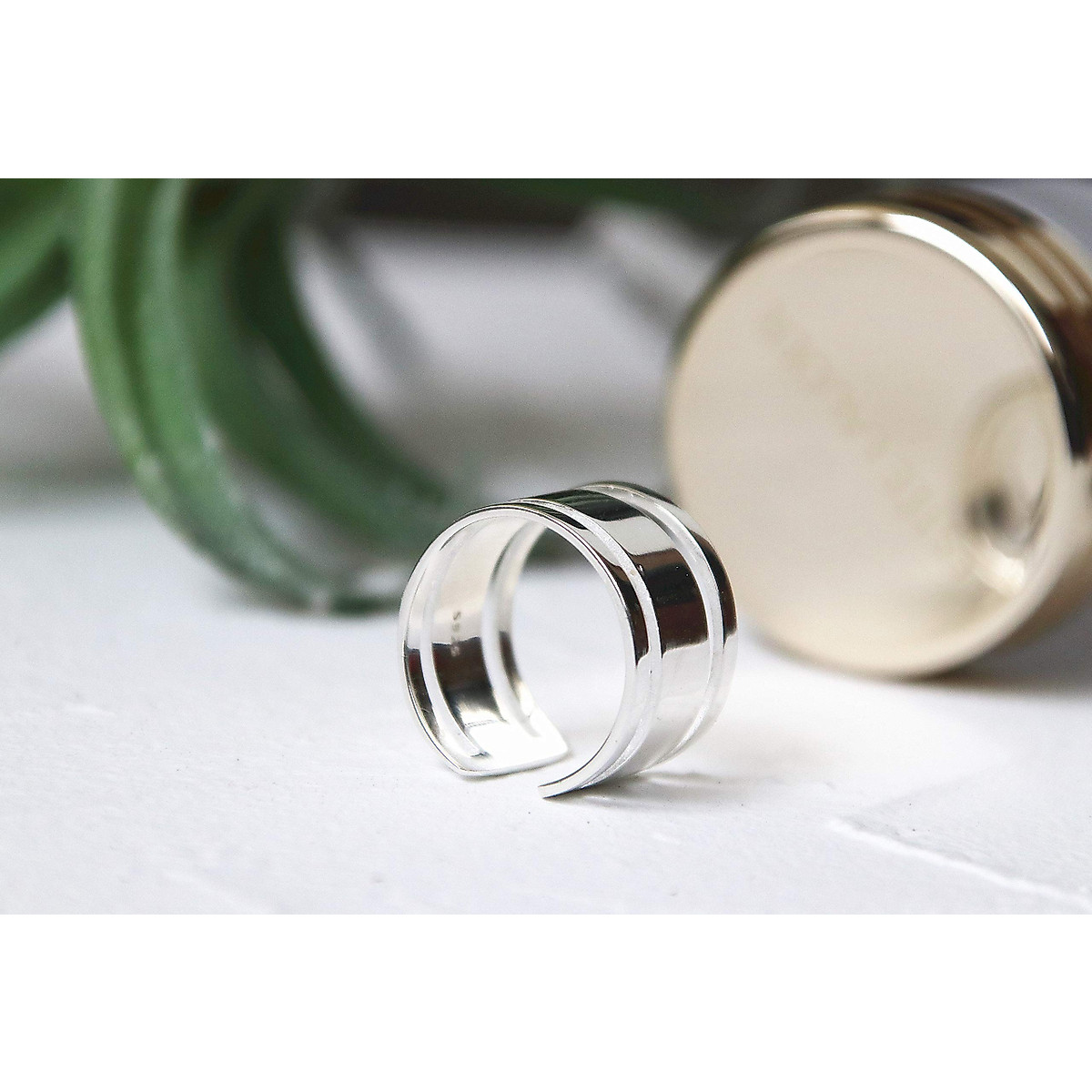 Helen de Lete Simple Cut-out S925 Sterling Silver Adjustable Ring