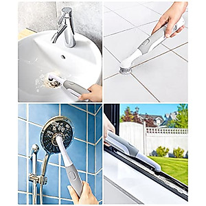 Electric Cleaning Brush, kHelfer KH6A Electric Grout Brush IPX7 Waterproof, 11″ Small Cordless Power Scrubber with 5 Replacement Brushes for Grout, Tile Crevice, Corners, Bathtub, Kitchen Bathroom