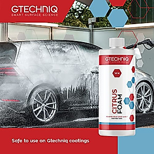 Gtechniq - W4 Citrus Foam - High Content Foaming Agent, Removes Dirt and Road Grime, Non-Caustic Formula, Maximum Gloss Retention Snow Foam (1 Liter)