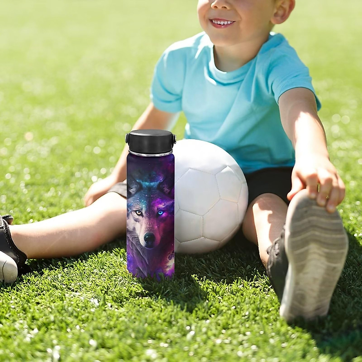 ZOUTAIRONG Galaxy Wolf Sports Water Bottle 20 oz Insulated Water Bottle Leak Proof Stainless Steel Gym Bottle Sports Water Cup for Women Thermal Water Bottles for Men