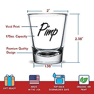 PIMP & HO Shot Glass (Set of 2) Novelty Gifts for Women/Men- Engagement gift, wedding gift, Unique Birthday Present Gift for Her, Him, Wife, Girlfriend, Boyfriend, Gag Gift for Couples-USA Made